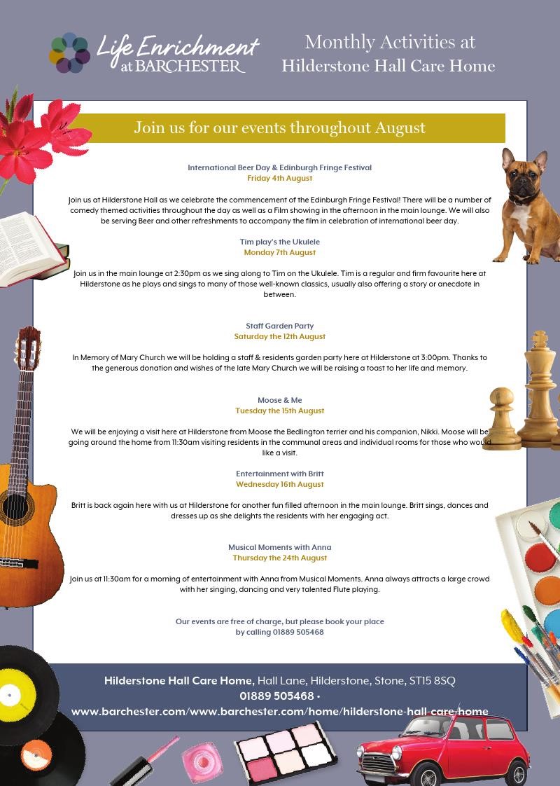 Activities | Hilderstone Hall Care Home in Stone | Barchester Healthcare